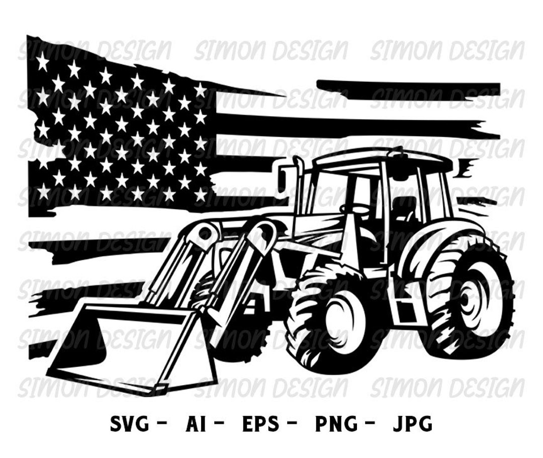 American Backhoe Loader SVG, Tractor Clipart (digital Files) - Etsy