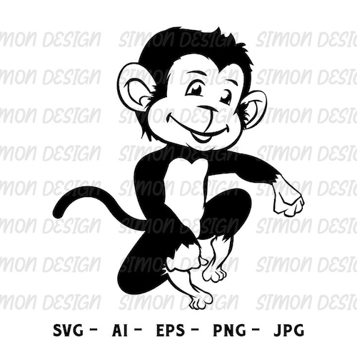 Clipart Monkey Black And White