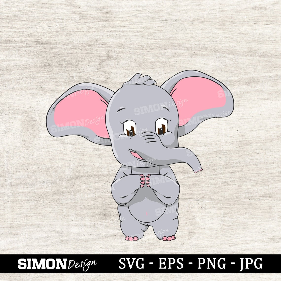 Cute Baby Elephant SVG Clip Art. Baby Elephant PNG Digital | Etsy