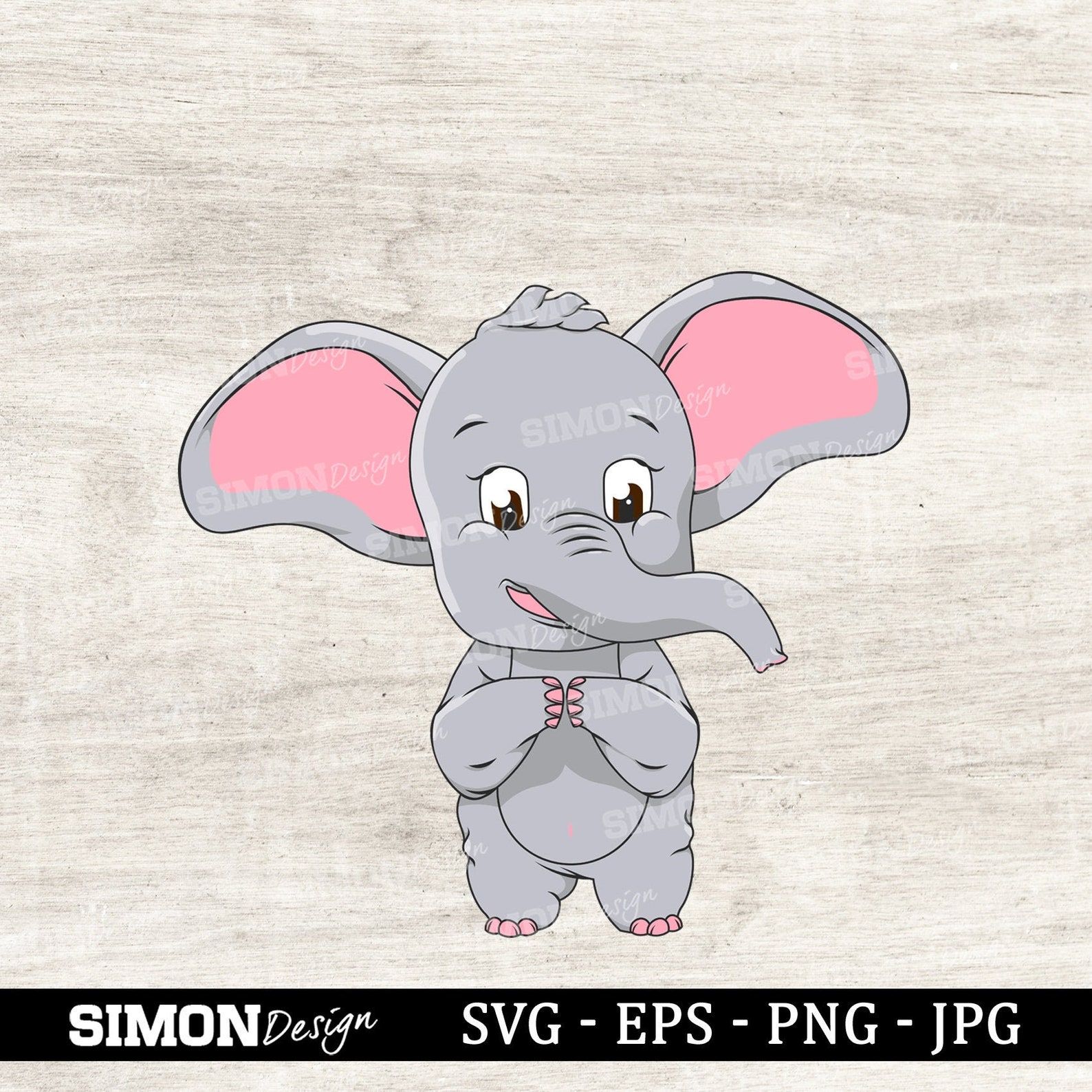 Cute Baby Elephant SVG Clip Art. Baby Elephant PNG Digital | Etsy