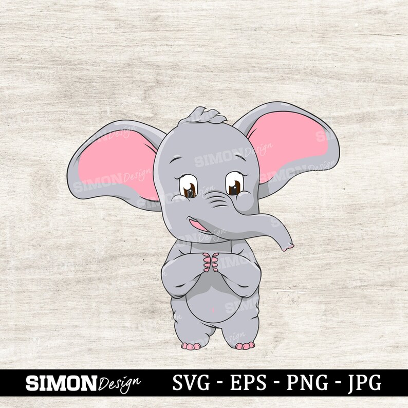 Cute Baby Elephant SVG Clip Art. Baby Elephant PNG Digital | Etsy
