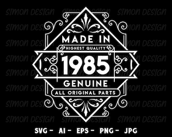 38th Birthday Svg, Vintage 1985 Svg, Aged to Perfection, Birthday Gift Idea. Cricut Files, Svg ...