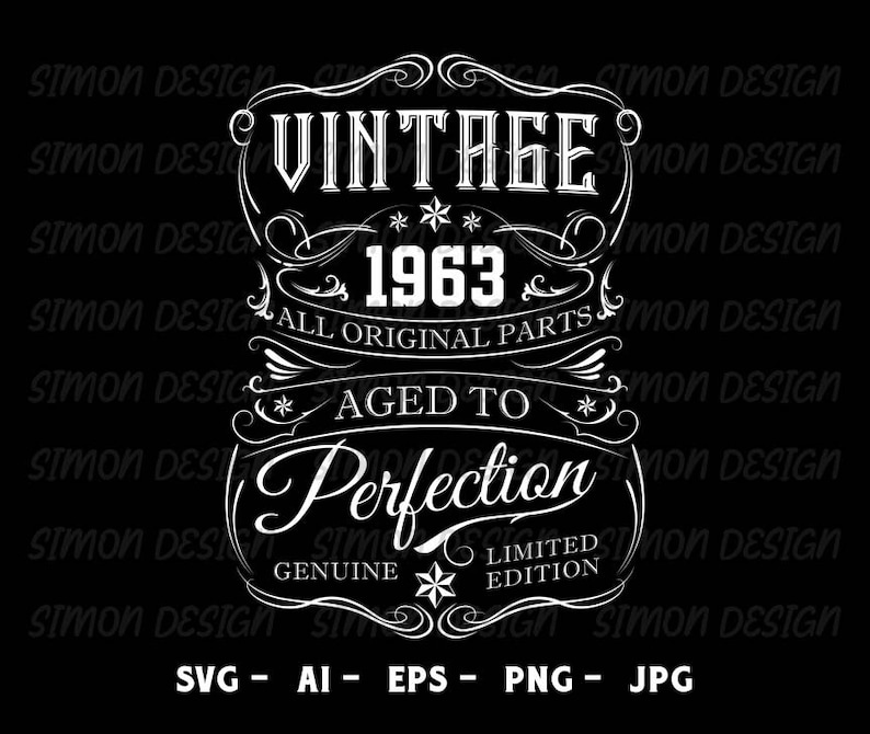 60th Birthday Svg Vintage 1963 Svg Digital Download Files - Etsy