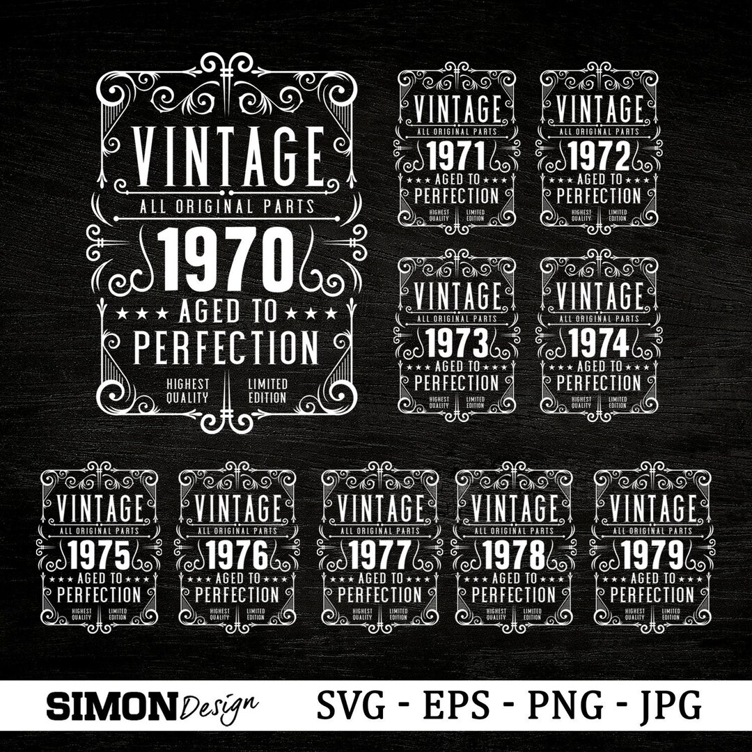Vintage 1970s Aged to Perfection SVG, Cricut T-shirt Design (digital ...