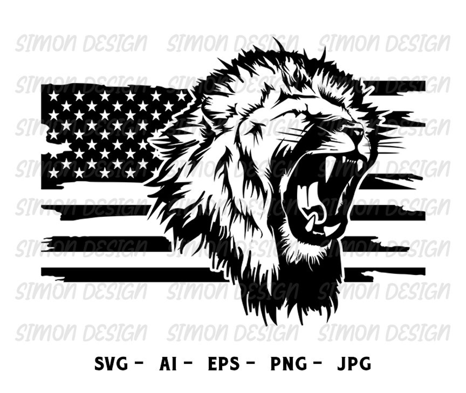 Patriotic Lion Svg Lion Svg Lion Png Lion Vector Lion | Etsy