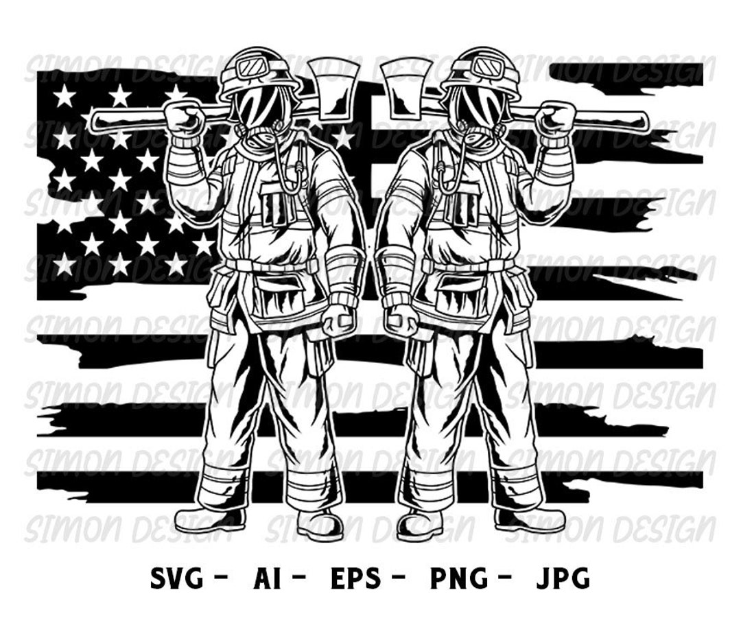 Patriotic Firefighter Svg, Firefighter Clipart, Firefighter Cut Files ...