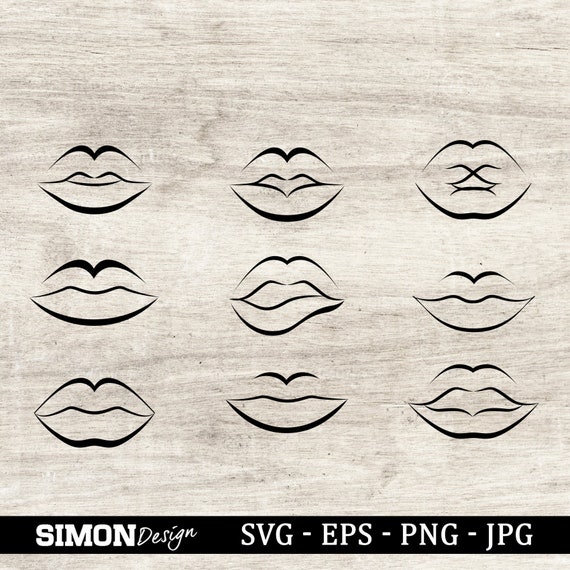 Lips Outline Svg Cricut Cut File Clipart Silhouette | Etsy UK