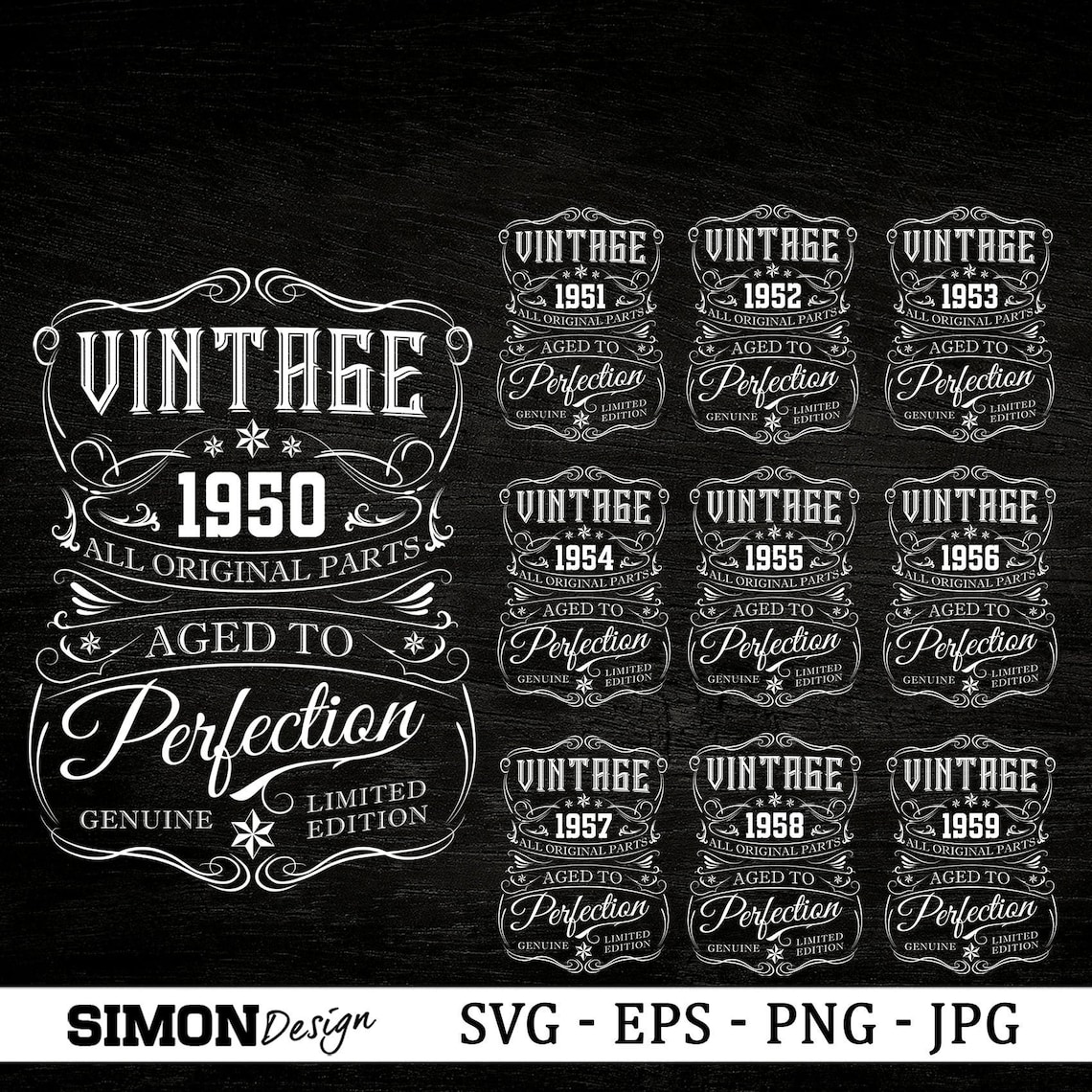 Vintage 1950's SVG Vintage 1950-1959 SVG Aged To | Etsy