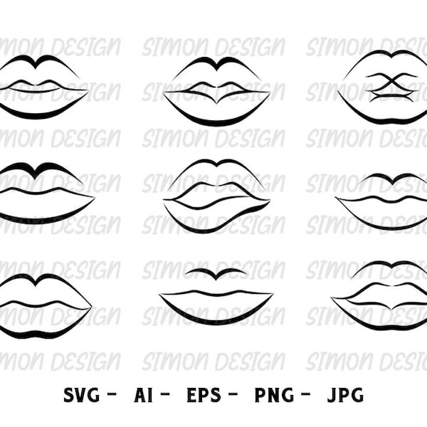 Lips Outline Svg - Etsy