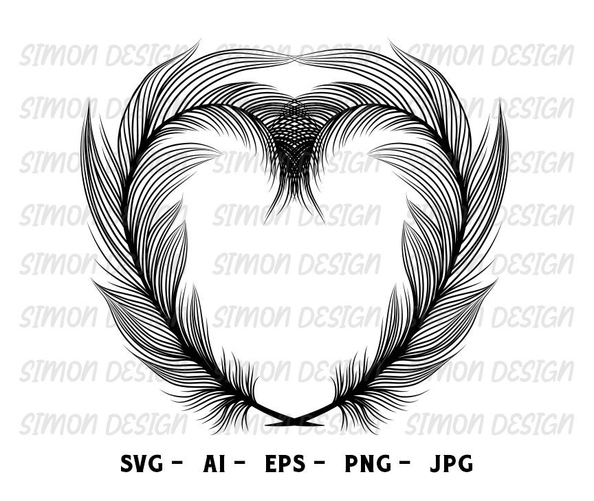 Feather Heart Svg Heart Svg Feather Svg Silhouette and - Etsy UK
