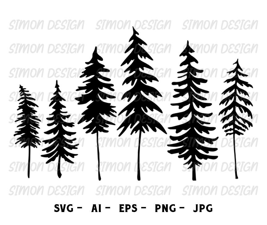Pine Trees Svg Digital File Svg Eps Png and Jpg Instant - Etsy Canada