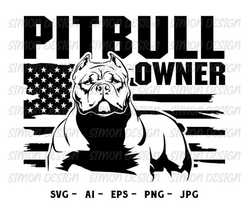 Pitbull Svg US Flag Svg Pet Svg Silhouette and Cricut Files - Etsy
