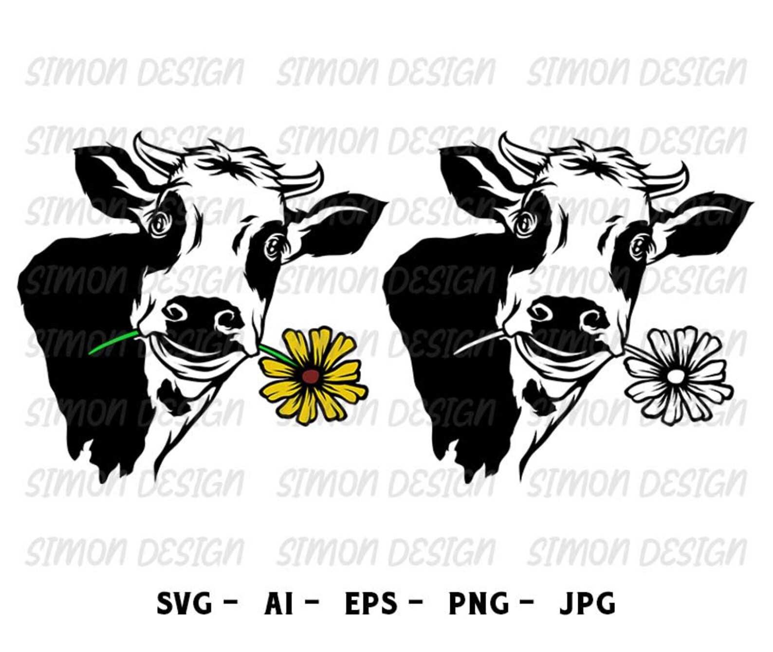 Cow Svg, Cow With Flower Svg, Floral Cow Svg, Shaggy Cow Svg, Farm ...