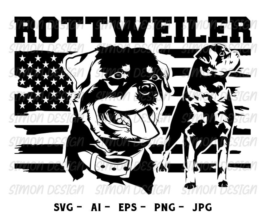 Rottweiler Svg, US Flag Svg, Pet Svg, Silhouette and Cricut Files Svg ...