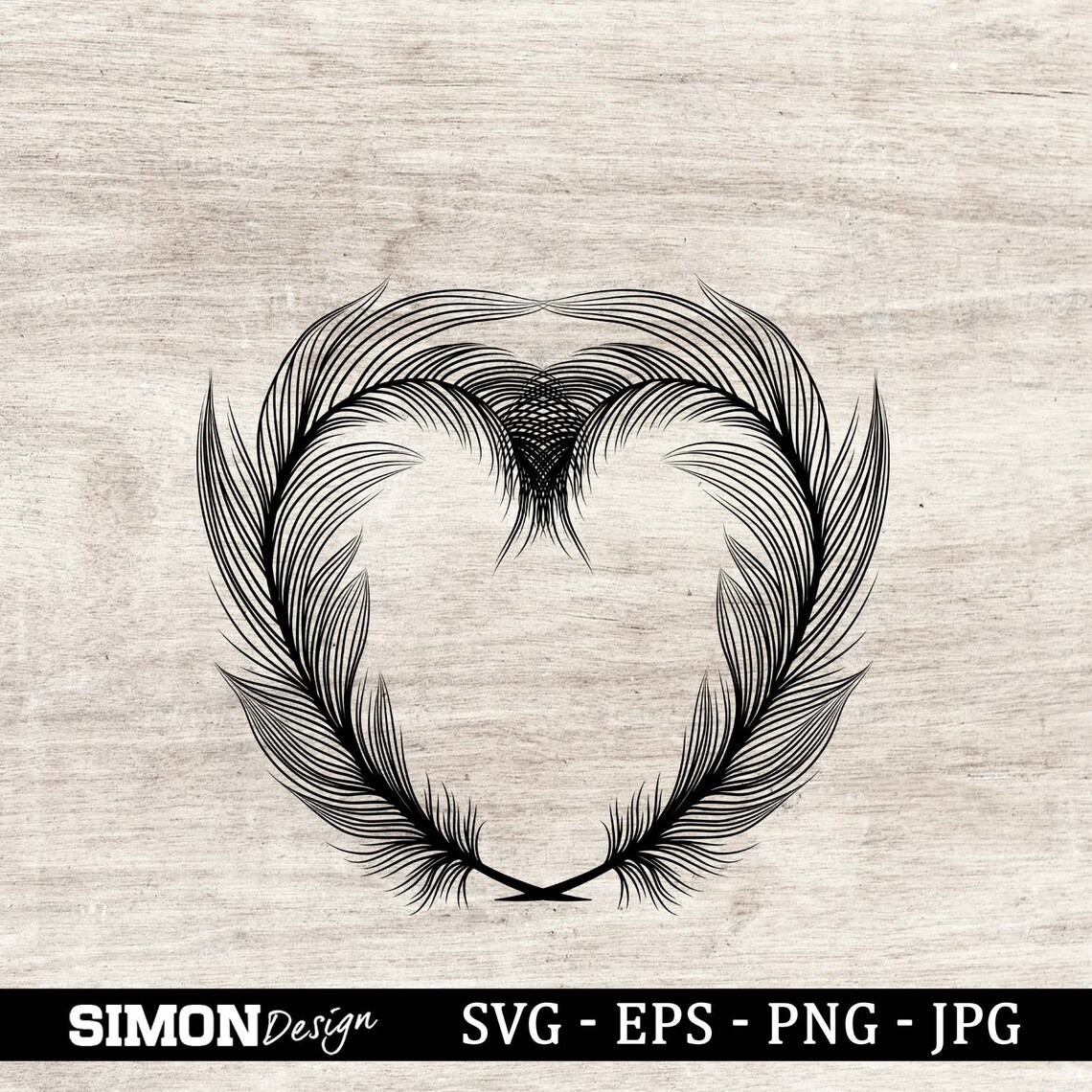 Feather Heart Svg Heart Svg Feather Svg Silhouette and | Etsy
