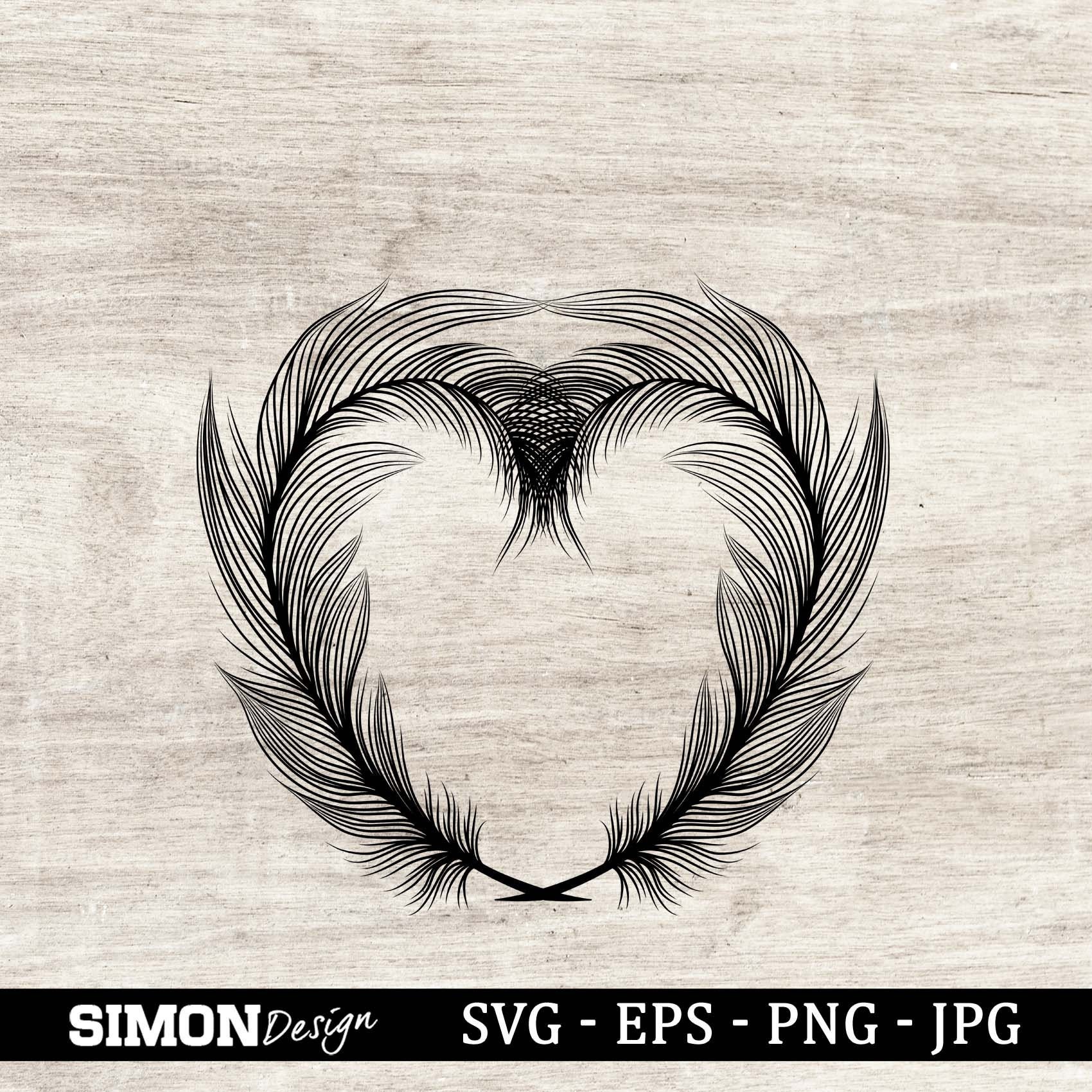 Feather Heart Svg Heart Svg Feather Svg Silhouette and | Etsy UK