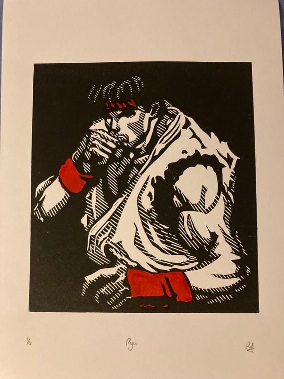 Ryu. Hand Carved and Hand Printed Multilayered Lino Print of - Etsy