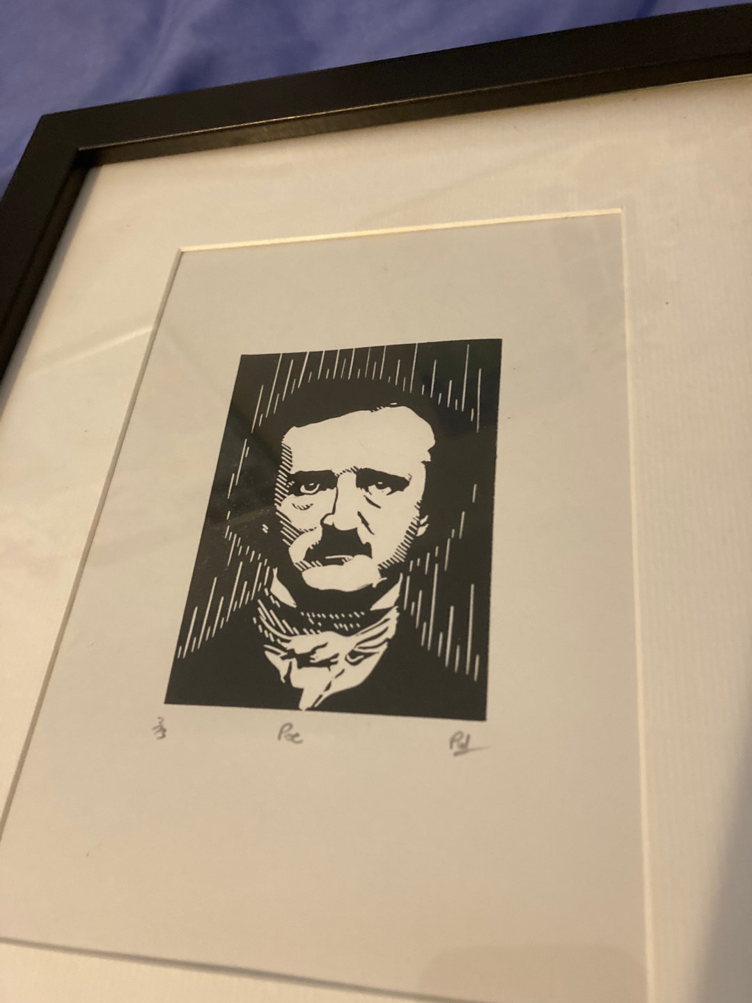 Edgar Allan Poe: Hand Carved and Hand Printed Portrait of the - Etsy