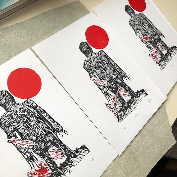 Wood & Linocut Prints two piece lino print of the classic 1973 folk ...