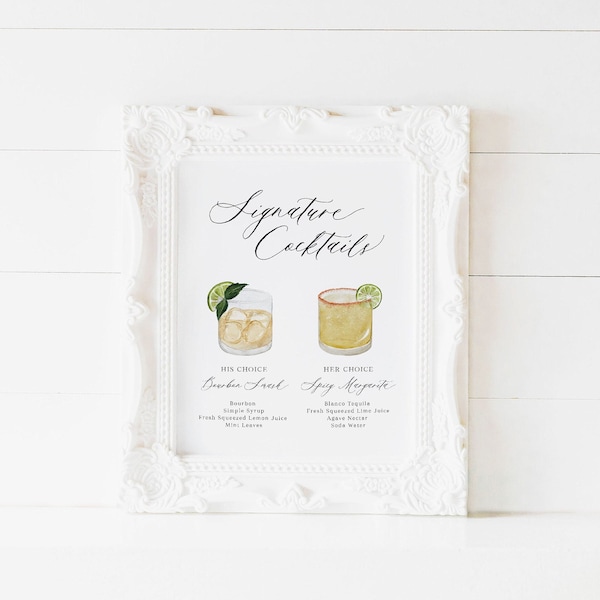 Custom Drink Sign Watercolor - Etsy