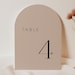 Arched Table Number Signs | Modern Arch Wedding Table Numbers Printed ...