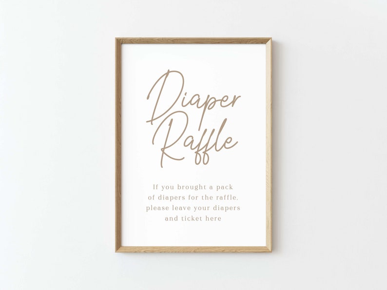Diaper Raffle Printable Sign, Neutral Baby Shower Sign | Printable ...