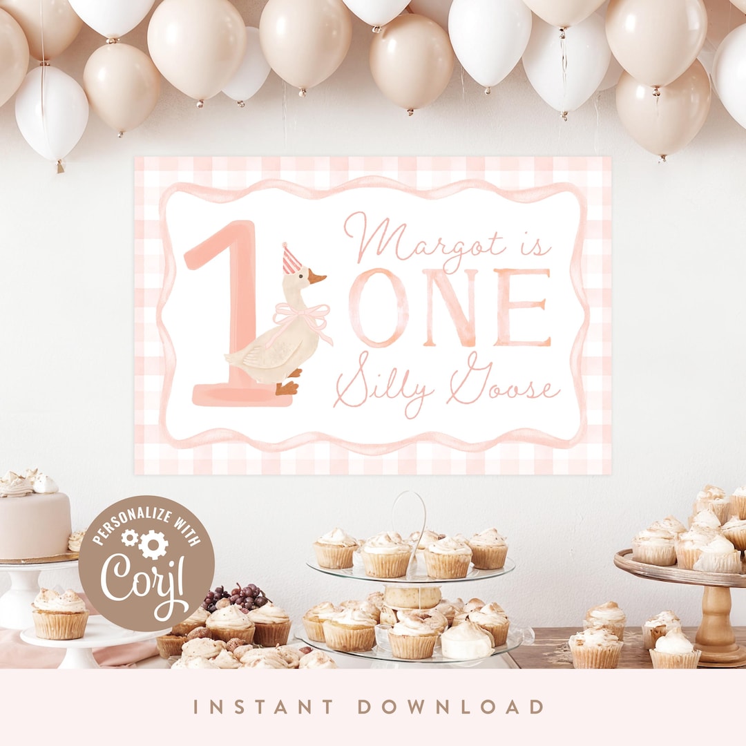 One Silly Goose 1st Birthday Banner Sign 24x36 | Digital Birthday ...