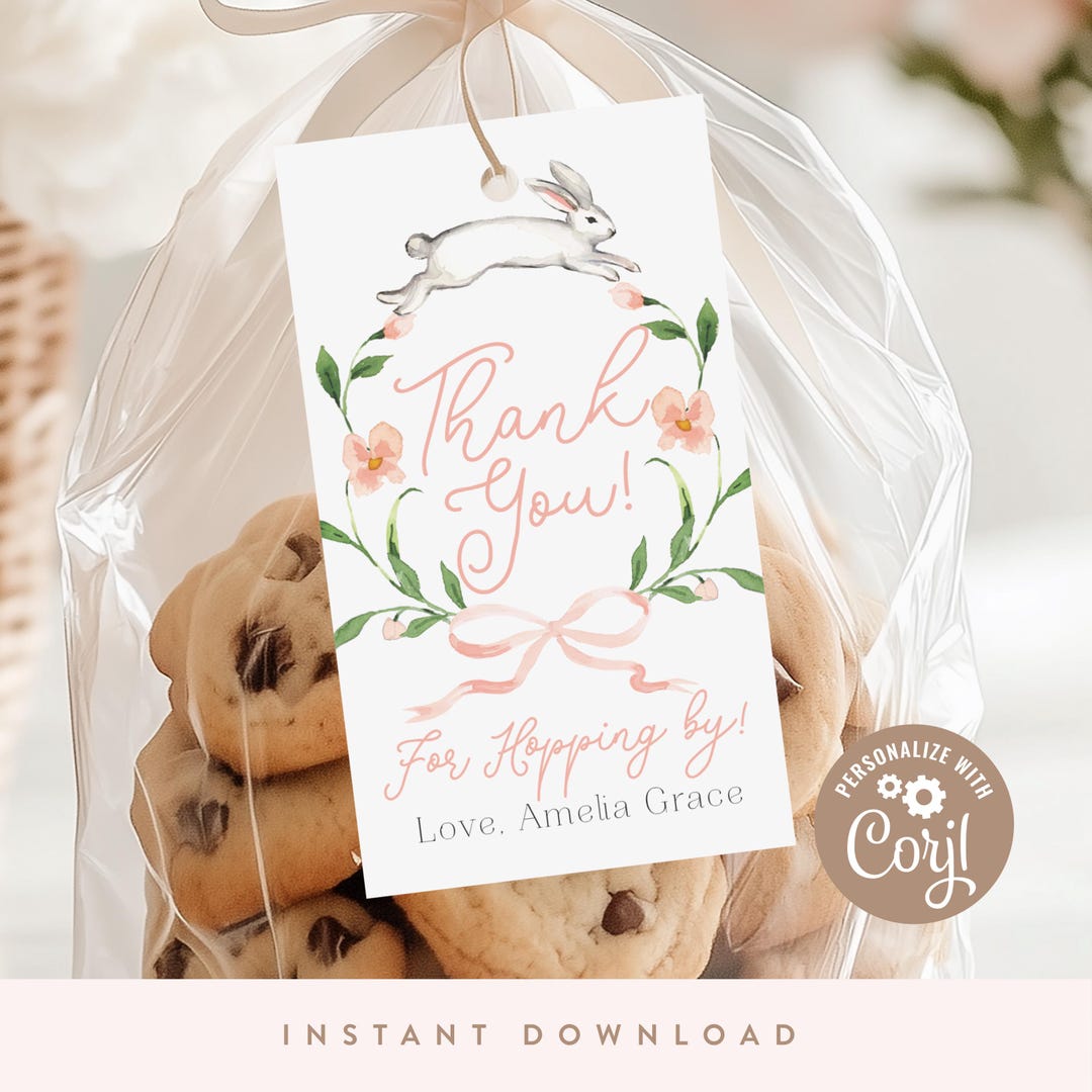 DIGITAL DOWNLOAD | Some Bunny Birthday Favor Tag, Spring Floral ...