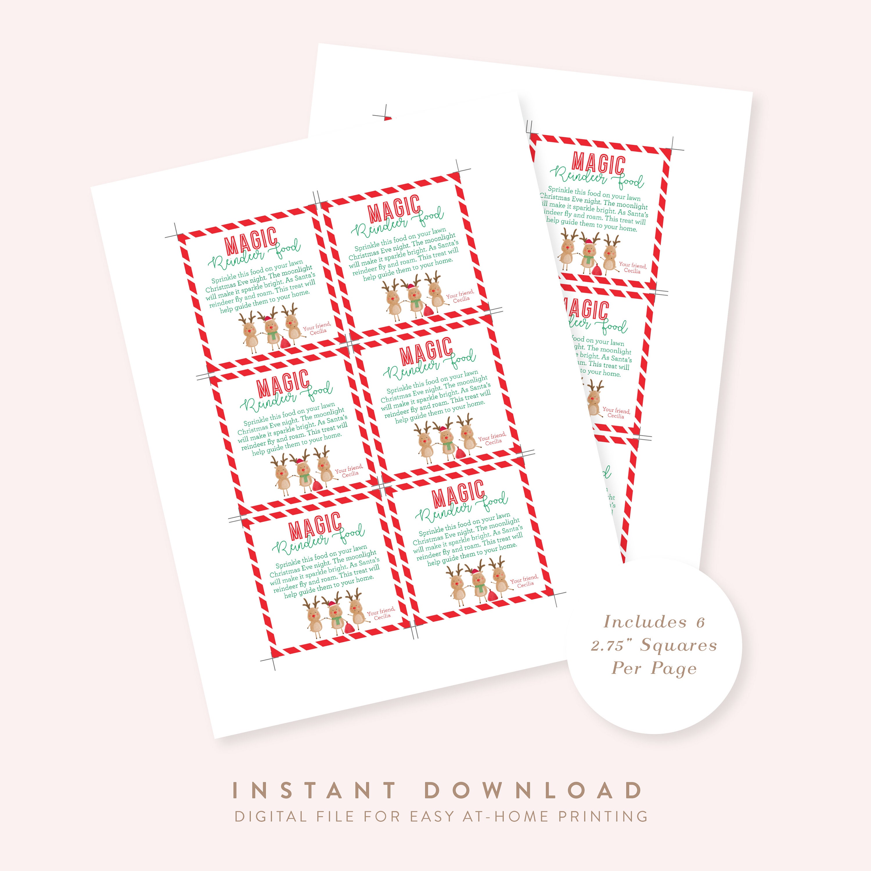 Magic Reindeer Food Tags | Printable Tag Template, Editable Reindeer ...