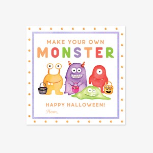 Monsters Halloween Favor Tags | Make Your Own Monster/treat Tags/favor ...
