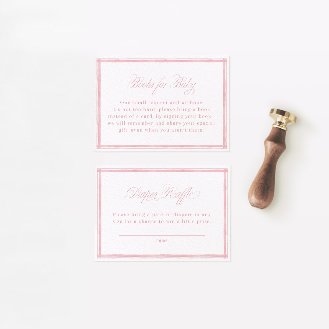 INSERT CARD | Baby Girl Classic Monogram Shower Invitation Insert ...