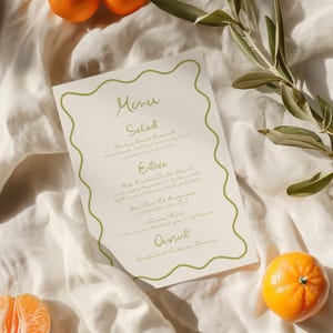 PRINTED MENU CARDS 5x7 | Colorful, Wavy Border, Wedding Menus ...