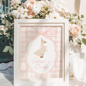 Adopt a Goose Sign and Certificate Card, Pink Gingham, Silly Goose ...