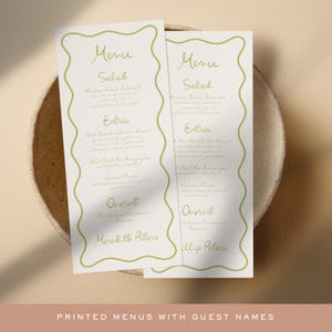 PRINTED GUEST NAMES Wavy Menus With Individual Guest Names ...