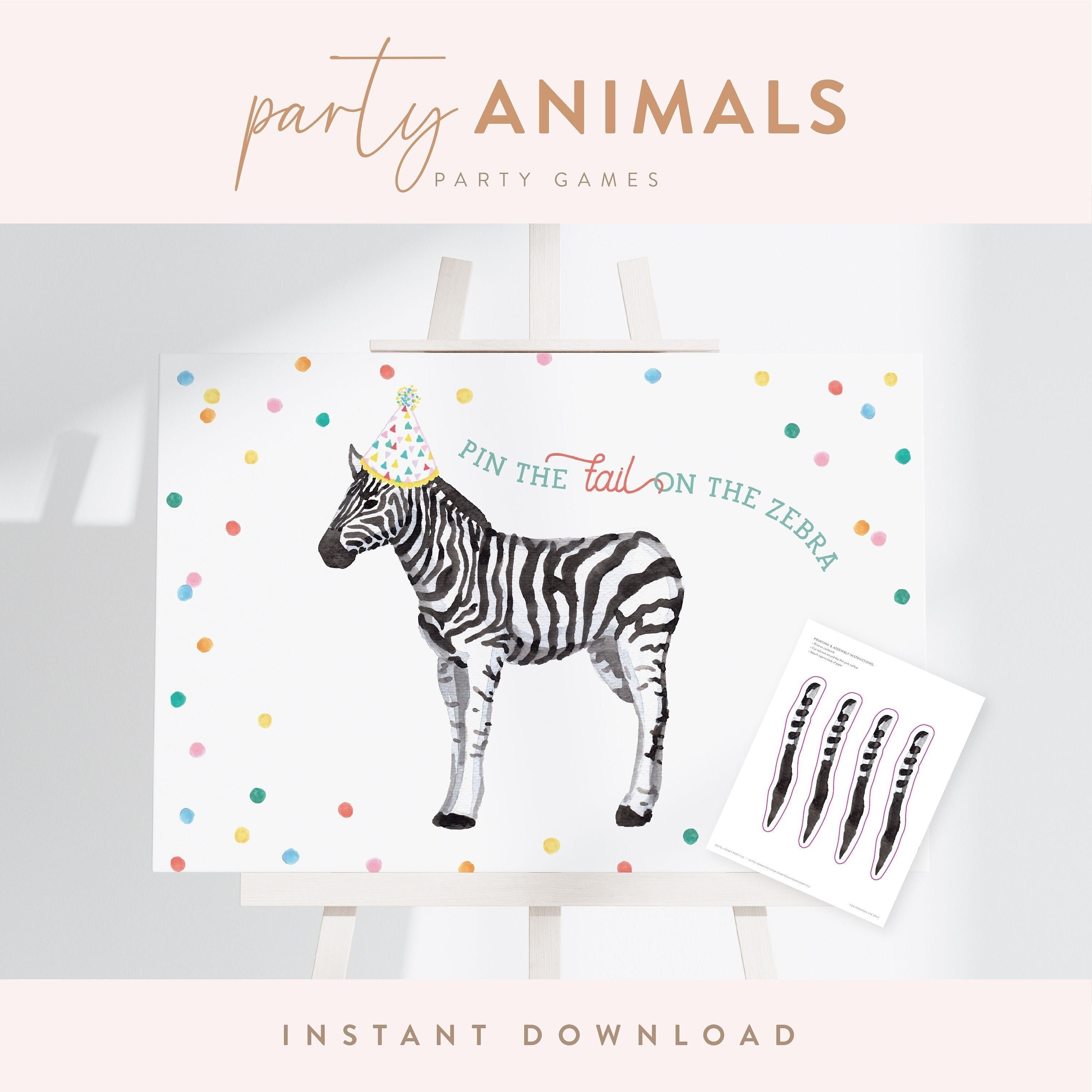 Pin the Tail on the Zebra Party Animals Games Printable - Etsy