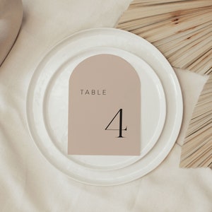 Arched Table Number Signs | Modern Arch Wedding Table Numbers Printed ...