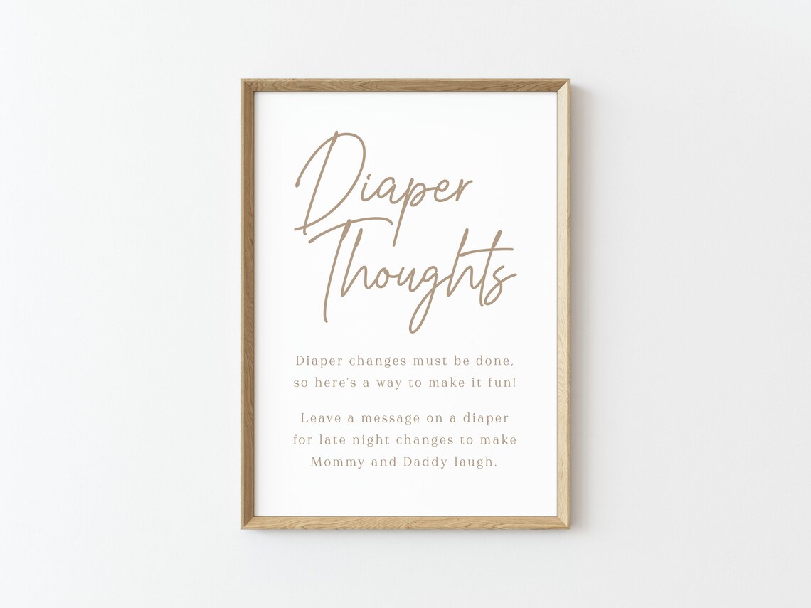 Diaper Thoughts Printable Sign, Late Night Diapers Sign, Neutral Baby ...