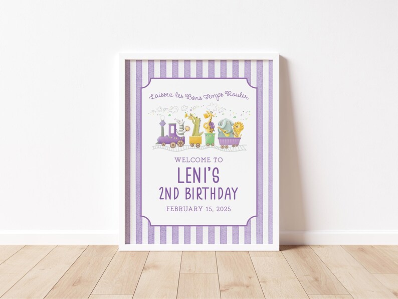 Mardi Gras Birthday Welcome Sign 8x10 or 16x20 | Mardi Gras Music Train ...