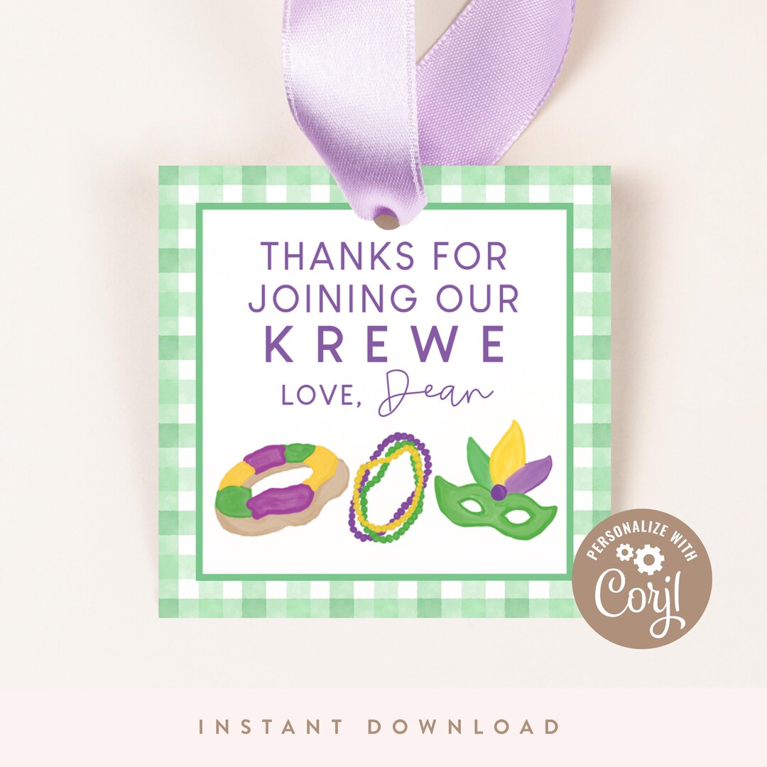 DIGITAL DOWNLOAD | Mardi Gras Favor Tag | Mardi Gras Birthday Favor Tag ...