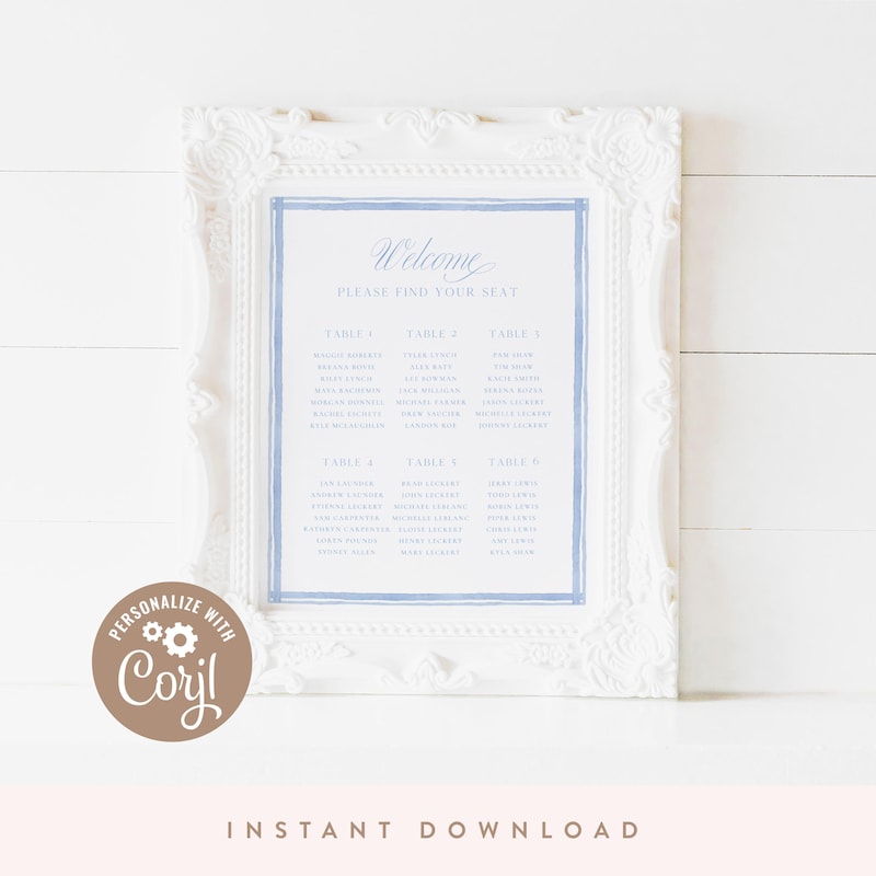 Baby Blue Number Seating - Etsy