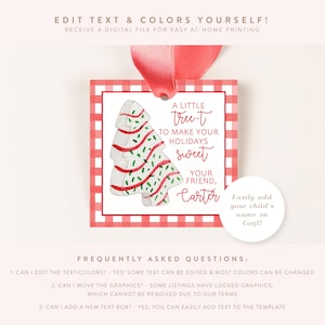 Red Christmas Tree Cake Favor Tag | Holiday Treat Tags/favor Tags ...