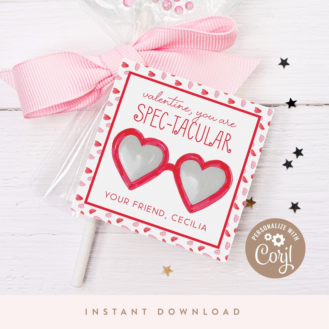 SPEC-TACULAR Heart Sunglasses Valentine Favor/treat Tags | Valentine ...