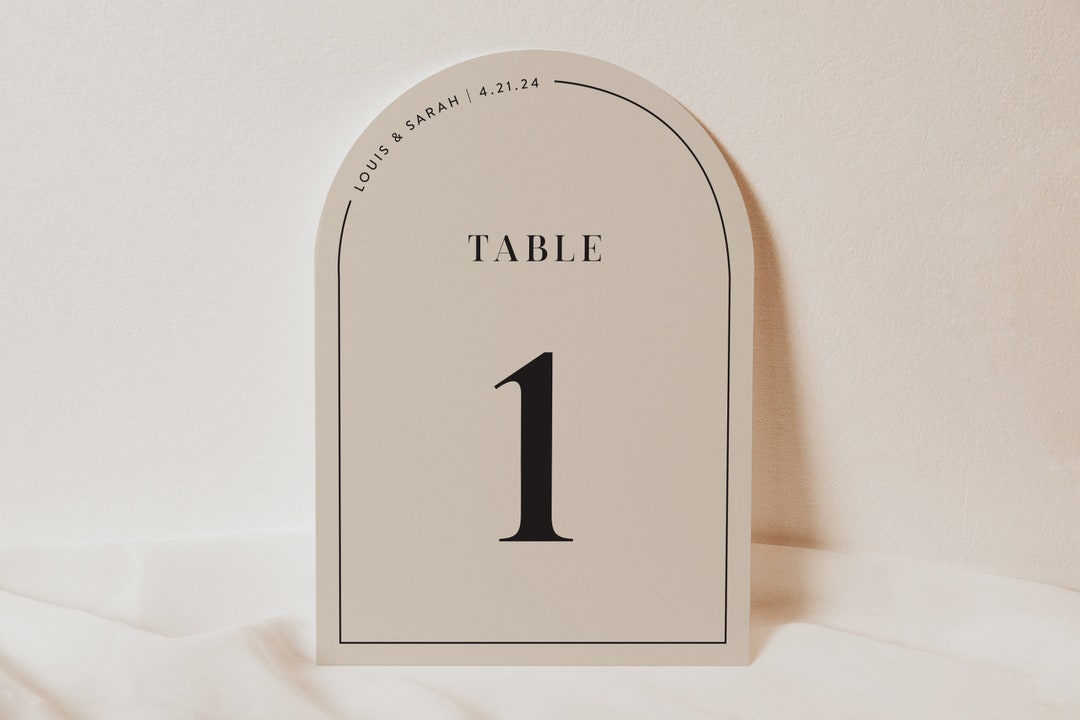 CUSTOM Arch Die Cut Table Number Signs 5x7, Variable Printing, 10 Card ...
