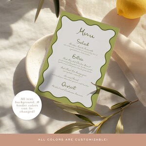PRINTED MENU CARDS 5x7 | Colorful, Wavy Border, Wedding Menus ...