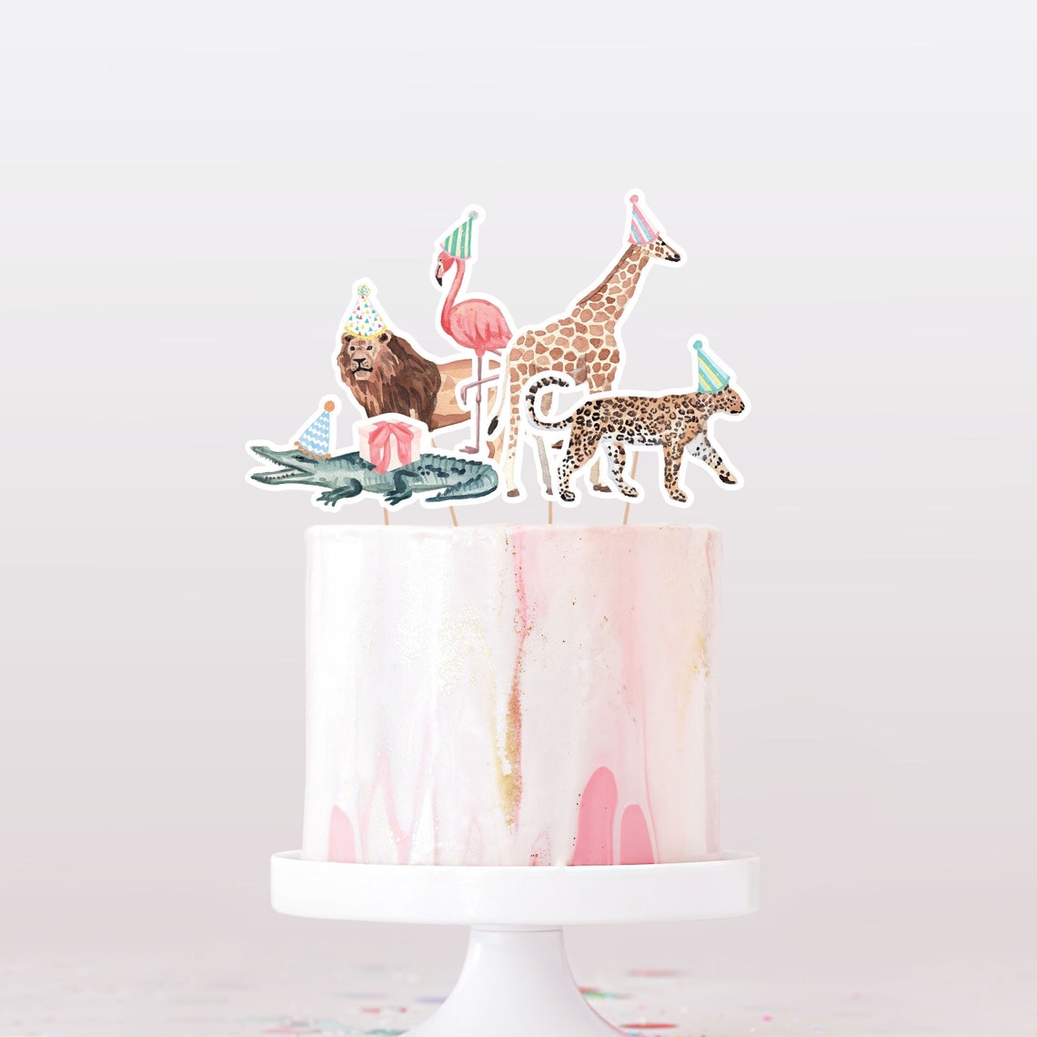 Party Animals Birthday Cake Toppers Cupcake Topper Kit - Etsy