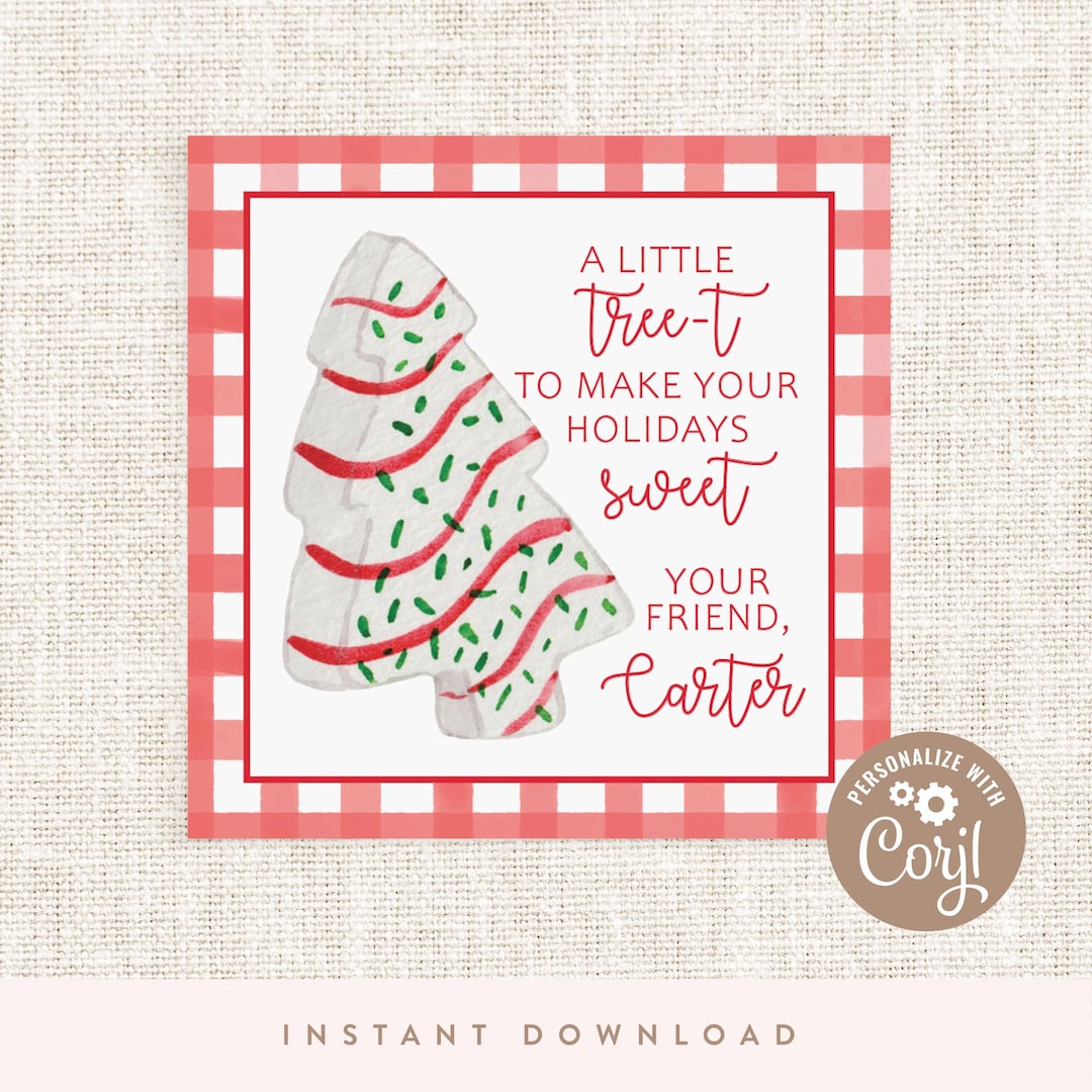 Red Christmas Tree Cake Favor Tag | Holiday Treat Tags/favor Tags ...