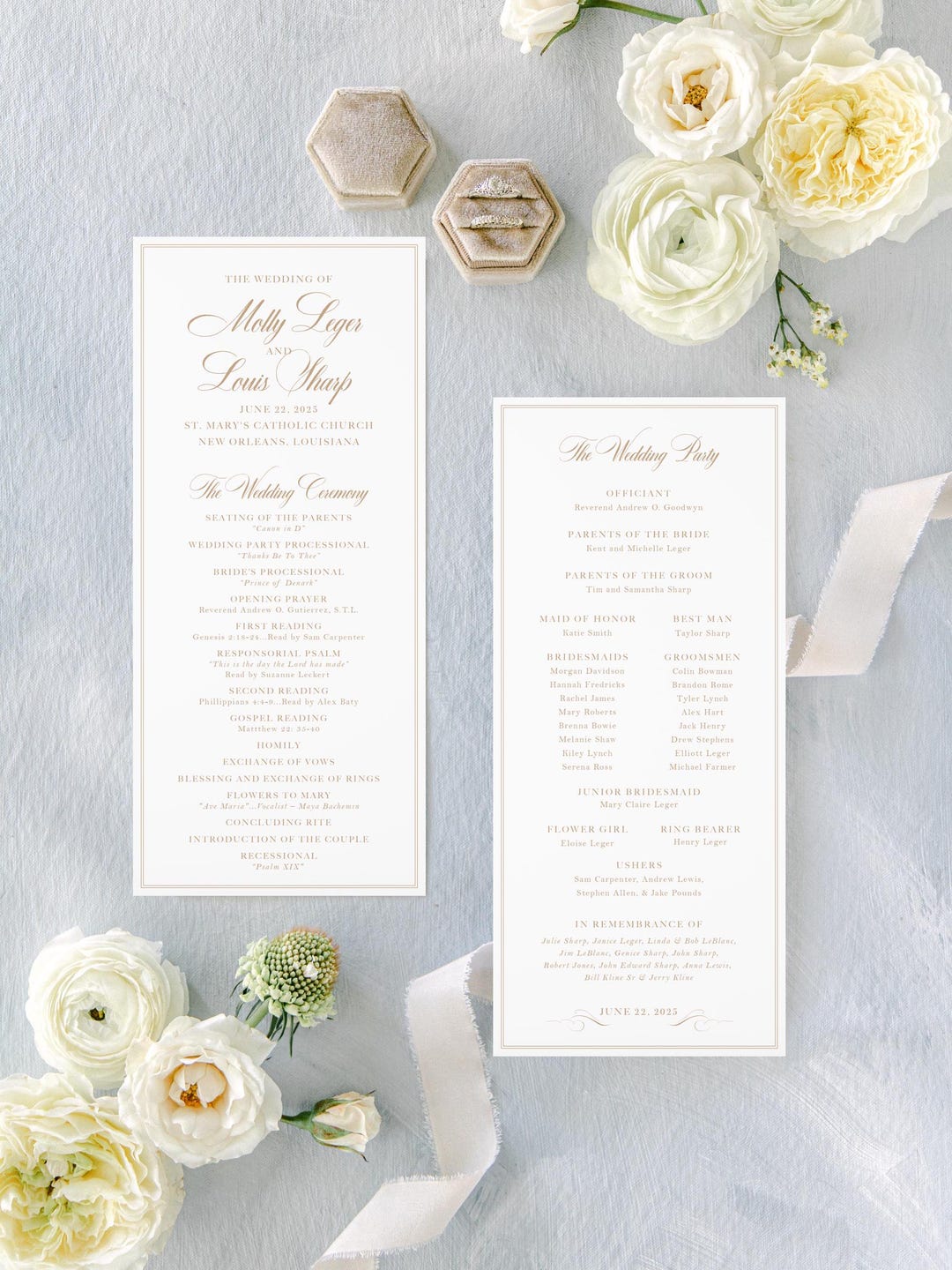 CLASSIC WEDDING PROGRAM | Customizable Program Cards, Wedding Ceremony ...