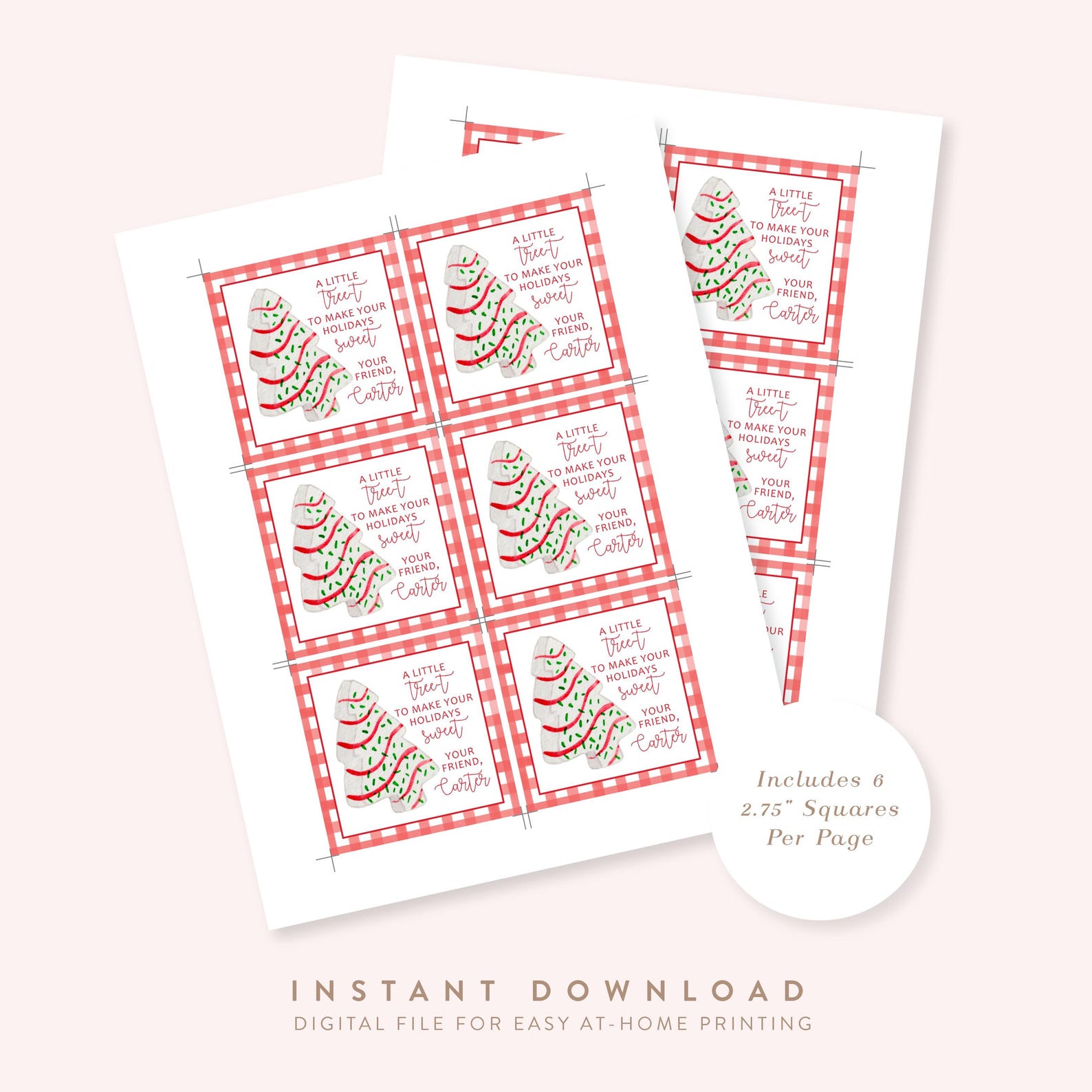 Red Christmas Tree Cake Favor Tag | Holiday Treat Tags/favor Tags ...