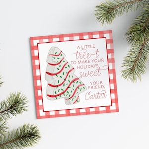 Red Christmas Tree Cake Favor Tag | Holiday Treat Tags/favor Tags ...