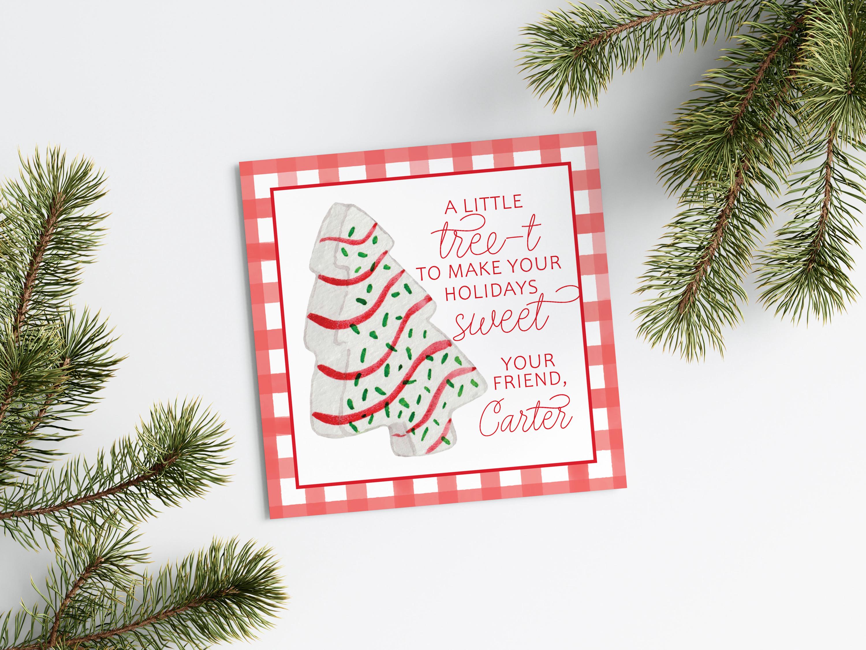 Red Christmas Tree Cake Favor Tag | Holiday Treat Tags/favor Tags ...